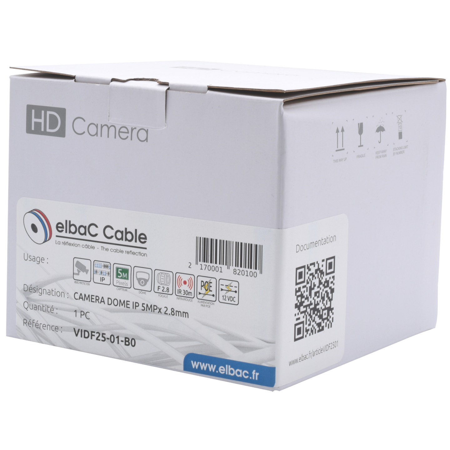 Caméra Caméra Dôme Ip 5Mpx 2.8Mm Boîte 1 Pc
